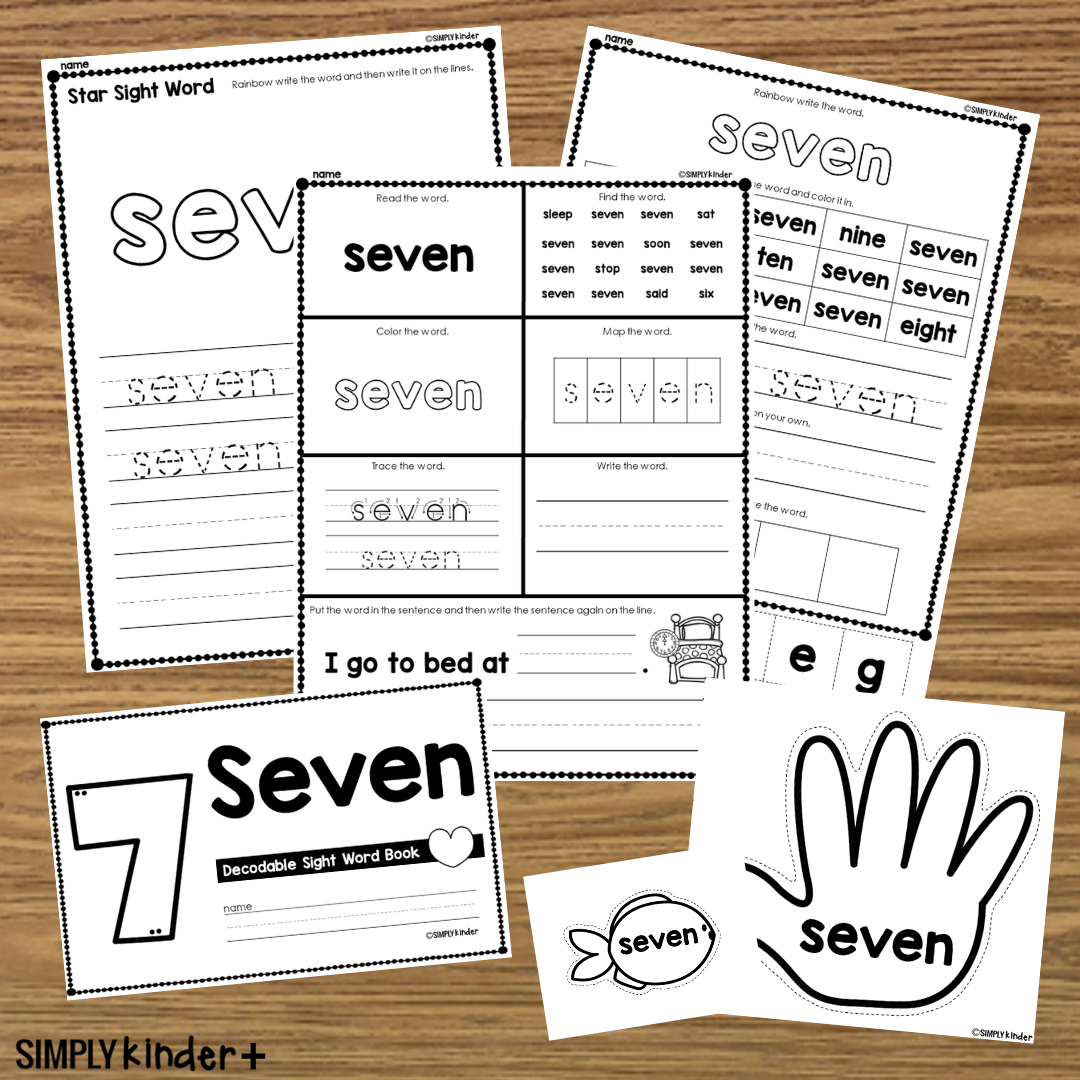 Seven - Sight Word Activities - Simply Kinder + Printable Membership