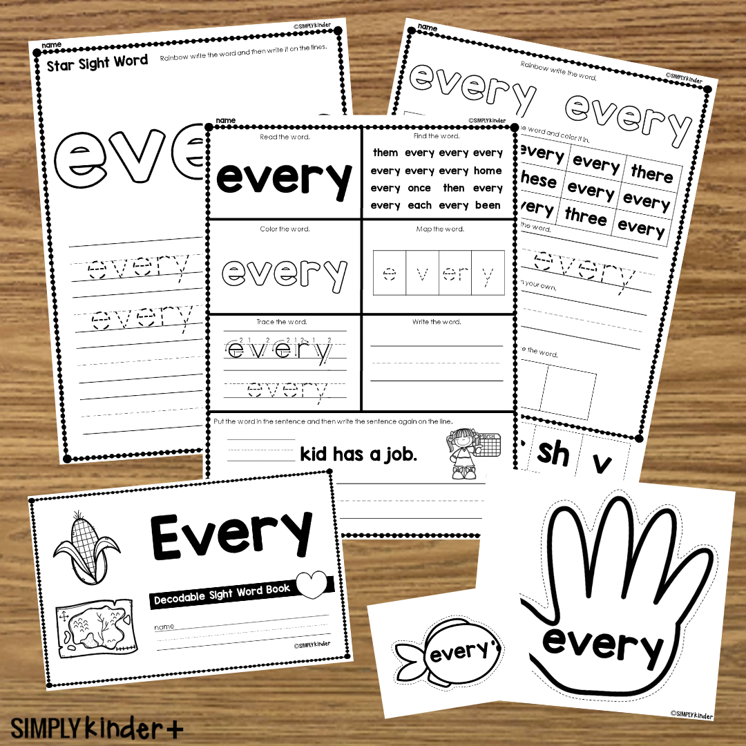 Every - Sight Word Activities - Simply Kinder + Printable Membership