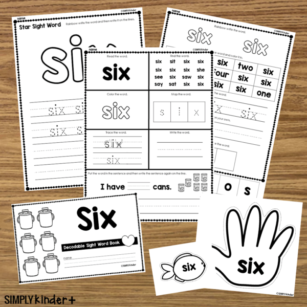 Six - Sight Word Activities - Simply Kinder Plus