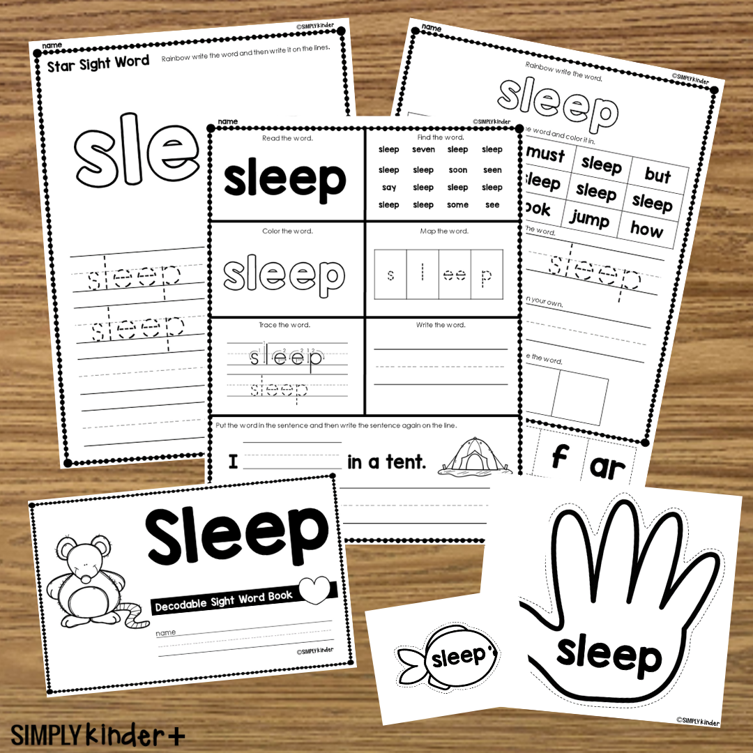 Sleep - Sight Word Activities - Simply Kinder + Printable Membership