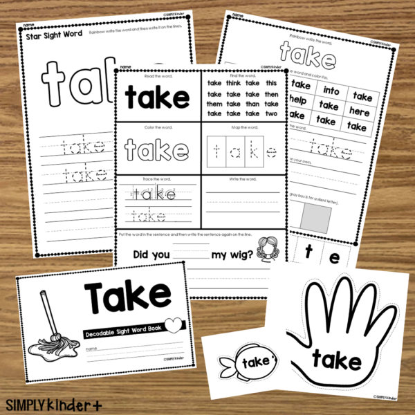 Take - Sight Word Activities - Simply Kinder + Printable Membership