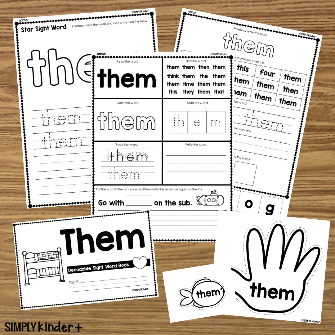 Them - Sight Word Activities - Simply Kinder + Printable Membership