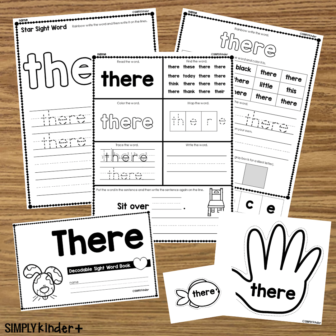 There - Sight Word Activities - Simply Kinder + Printable Membership