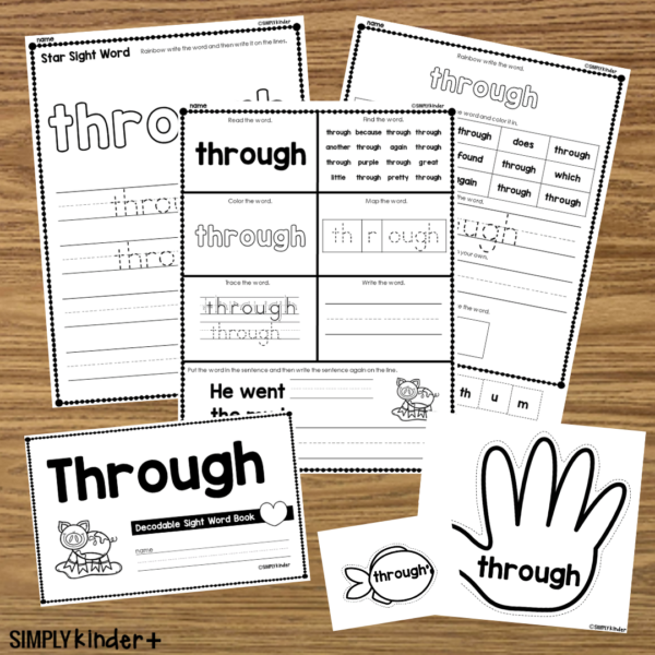 Through - Sight Word Activities - Simply Kinder + Printable Membership