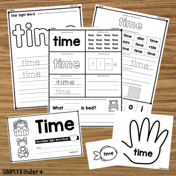 Time - Sight Word Activities - Simply Kinder + Printable Membership