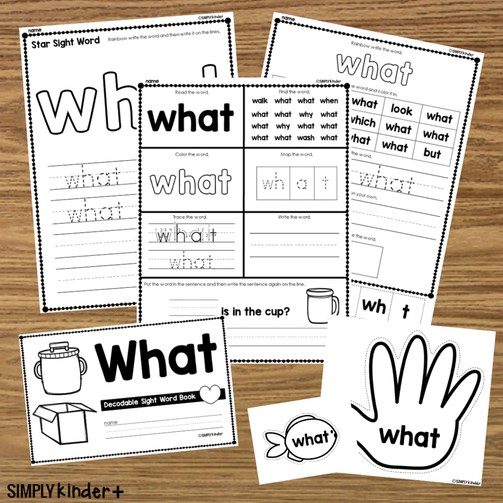 What - Sight Word Activities - Simply Kinder + Printable Membership