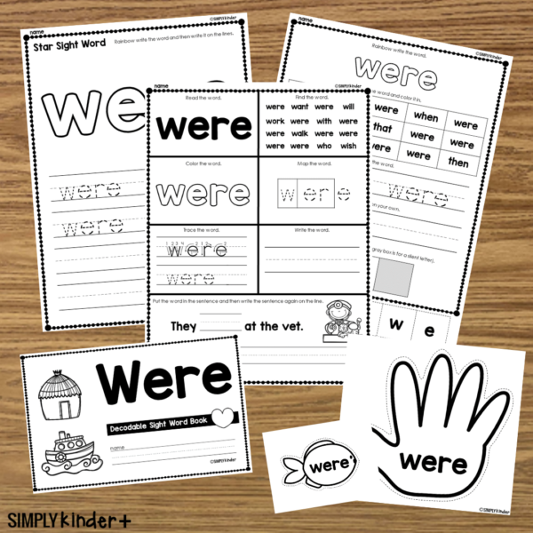 Were - Sight Word Activities - Simply Kinder + Printable Membership