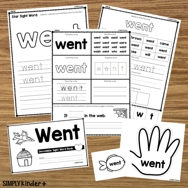 Went - Sight Word Activities - Simply Kinder + Printable Membership