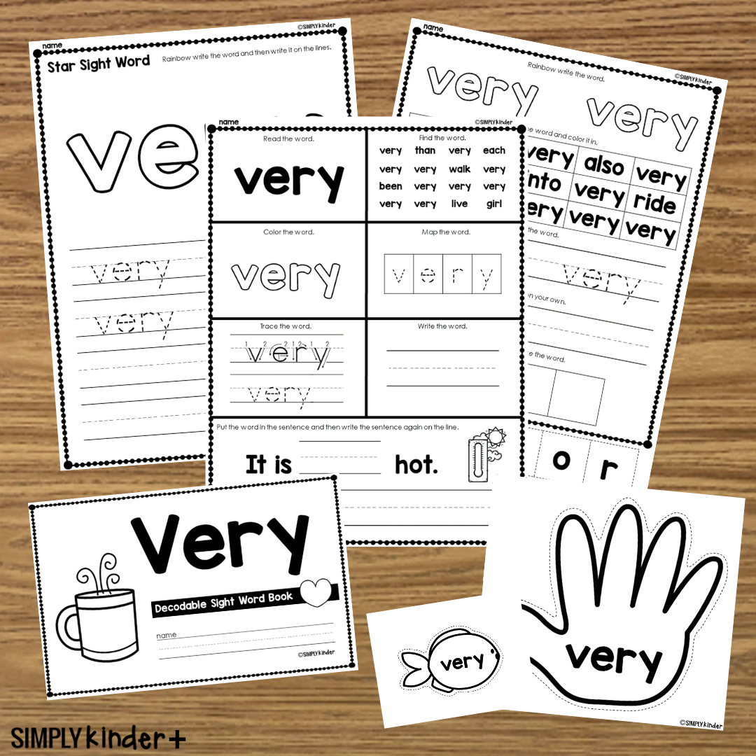 Very - Sight Word Activities - Simply Kinder + Printable Membership