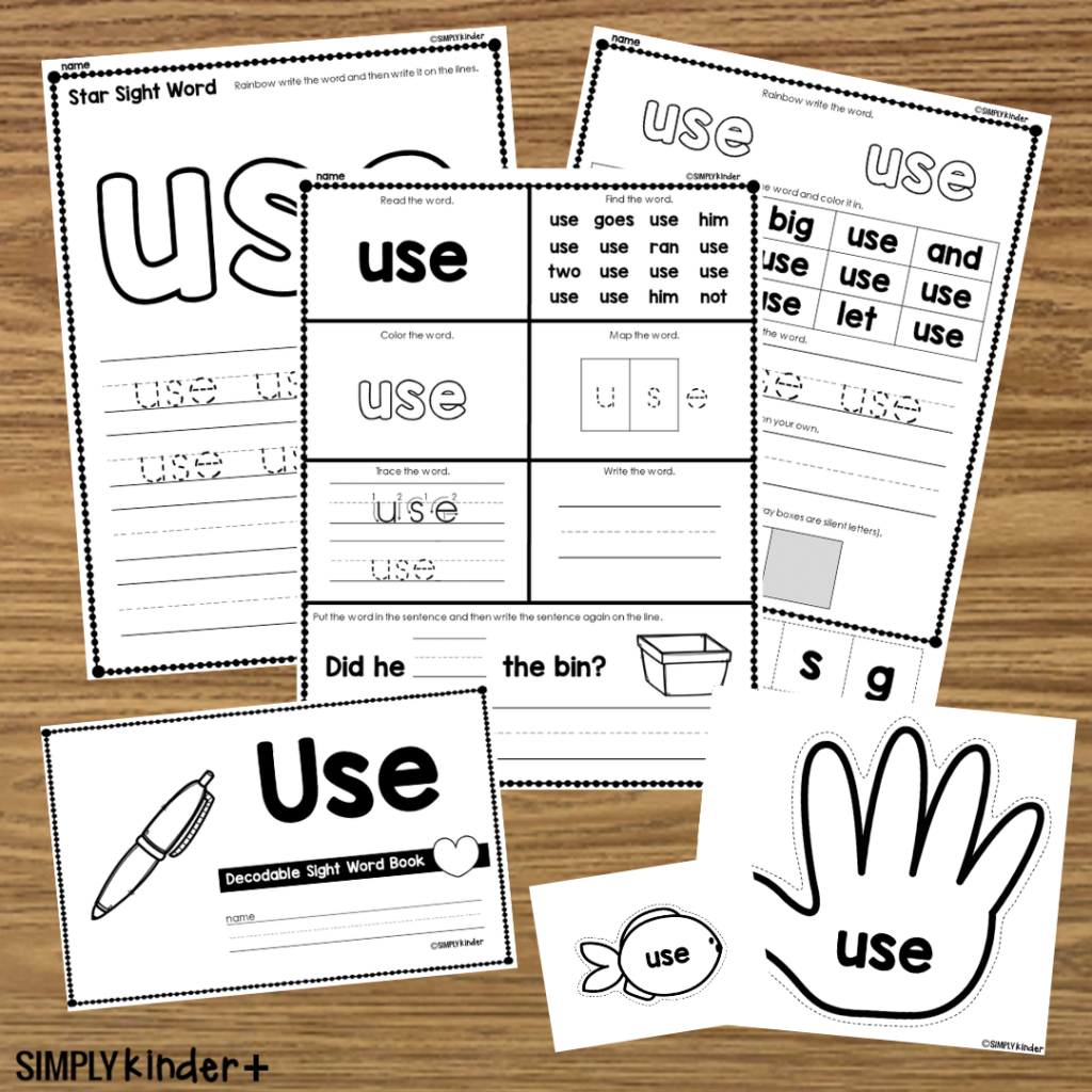 Use - Sight Word Activities - Simply Kinder + Printable Membership