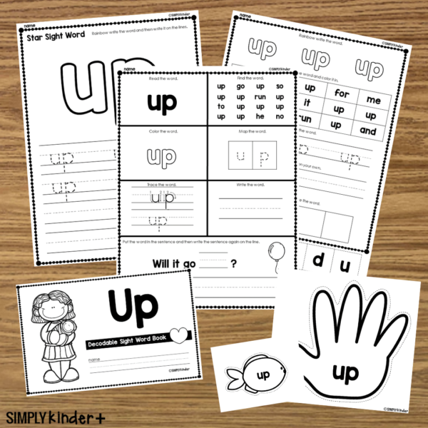 Up - Sight Word Activities - Simply Kinder + Printable Membership