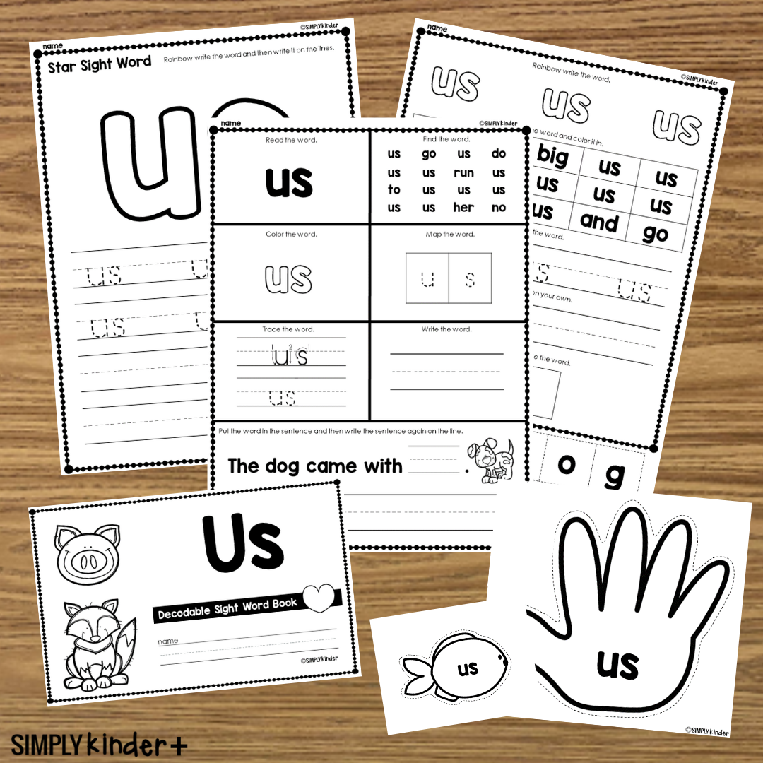 Us - Sight Word Activities - Simply Kinder + Printable Membership