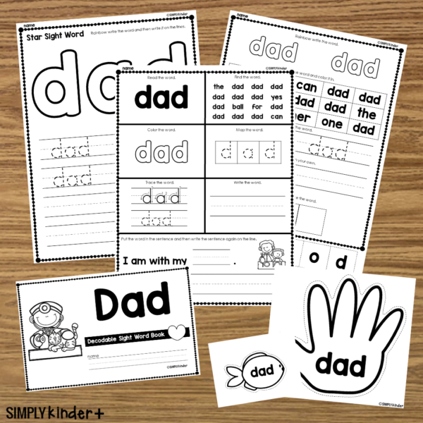 Dad - Sight Word Activities - Simply Kinder + Printable Membership