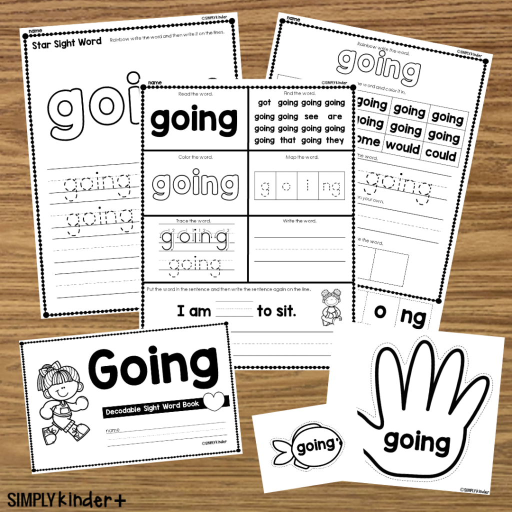 Going - Sight Word Activities - Simply Kinder + Printable Membership