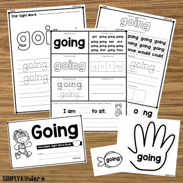 Going - Sight Word Activities - Simply Kinder + Printable Membership