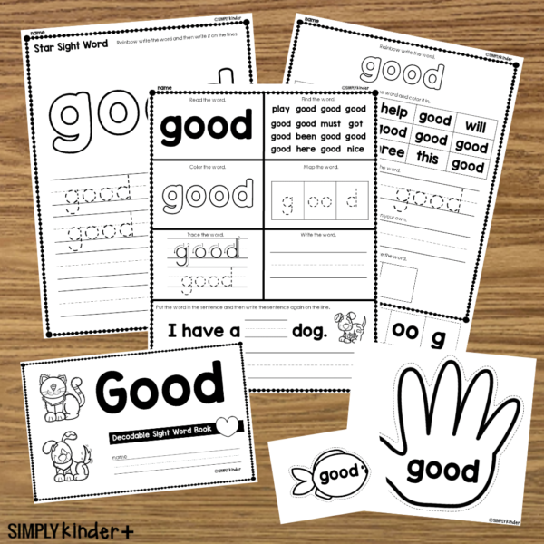 Good - Sight Word Activities - Simply Kinder + Printable Membership