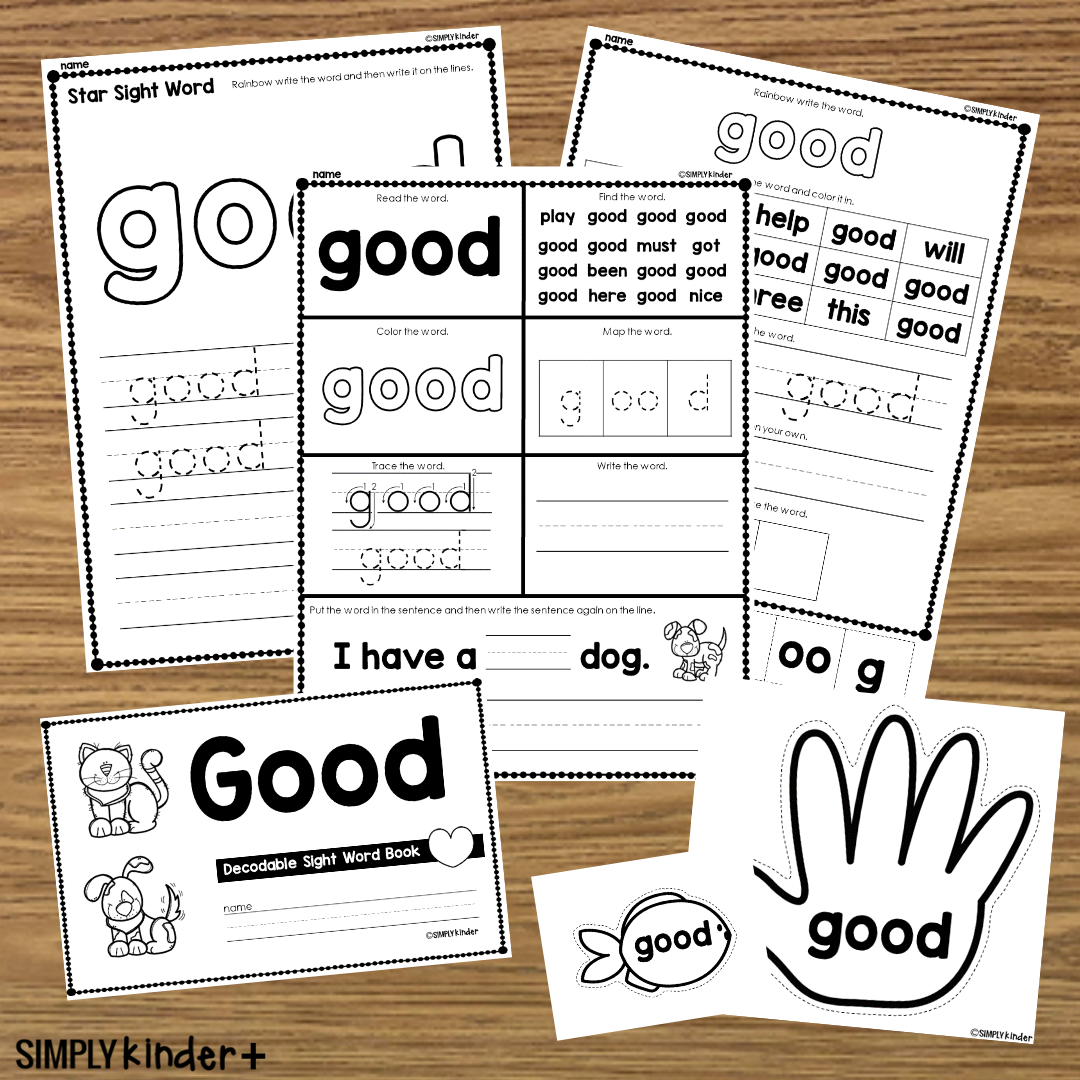 Good - Sight Word Activities - Simply Kinder + Printable Membership