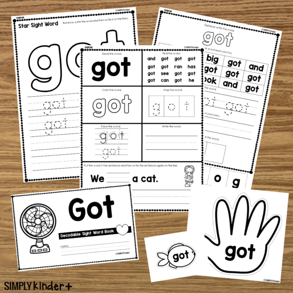 Got - Sight Word Activities - Simply Kinder + Printable Membership