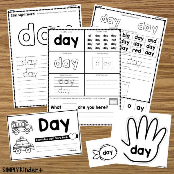 Day - Sight Word Activities - Simply Kinder + Printable Membership