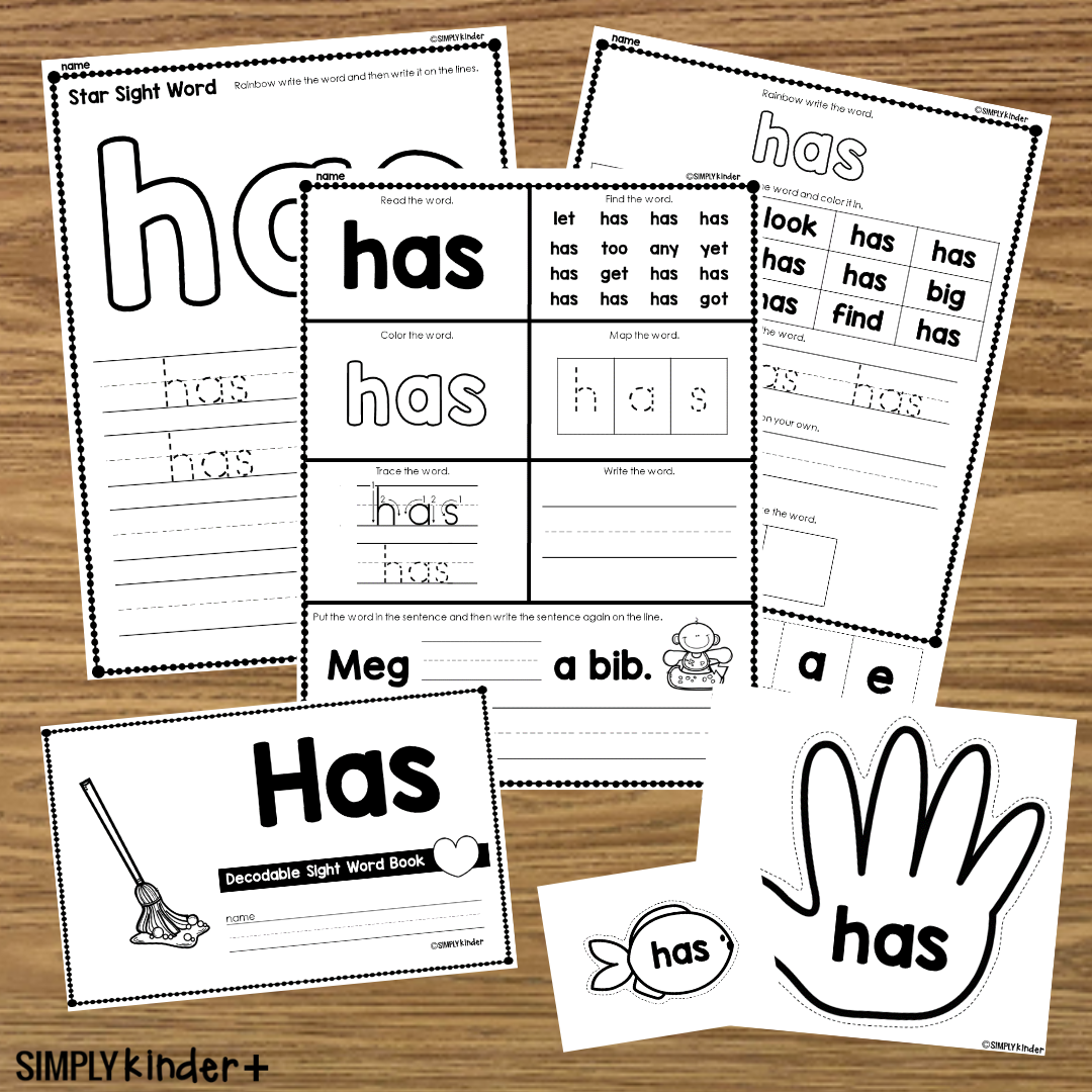 Has - Sight Word Activities - Simply Kinder + Printable Membership