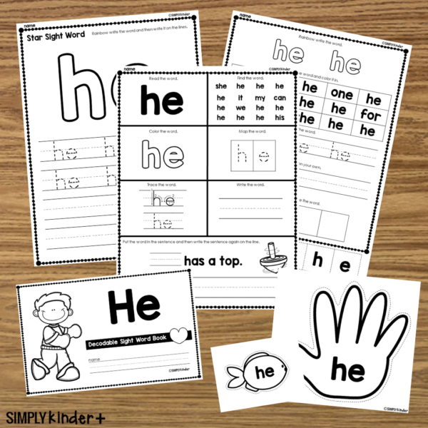 He - Sight Word Activities - Simply Kinder + Printable Membership