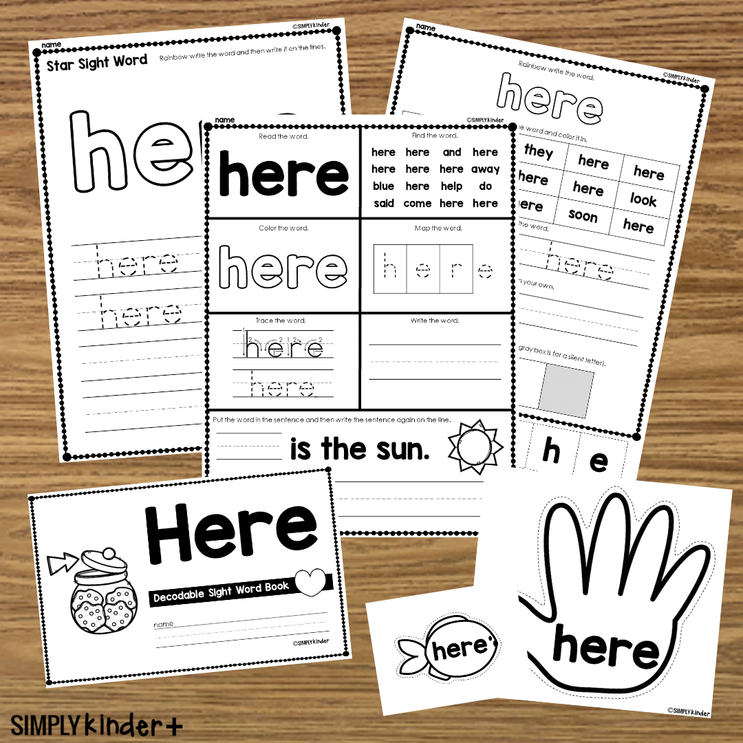 Here - Sight Word Activities - Simply Kinder + Printable Membership