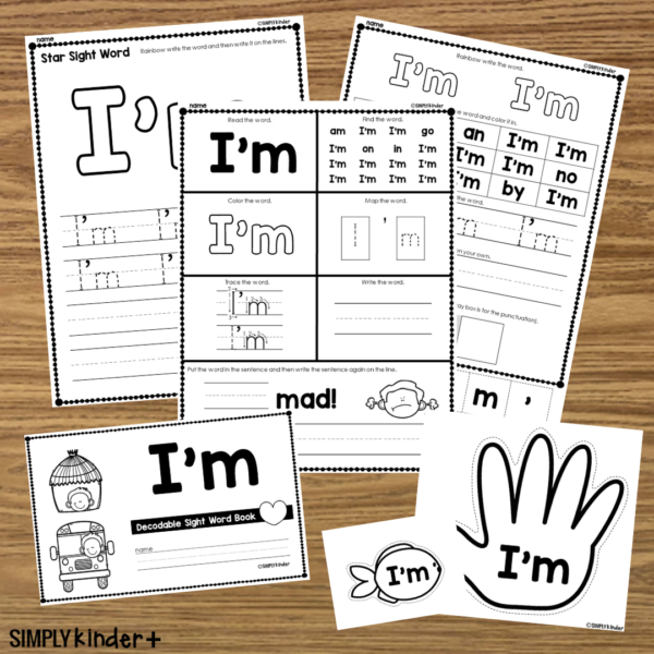 I'm - Sight Word Activities - Simply Kinder + Printable Membership
