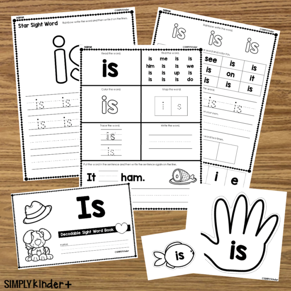 Is - Sight Word Activities - Simply Kinder + Printable Membership
