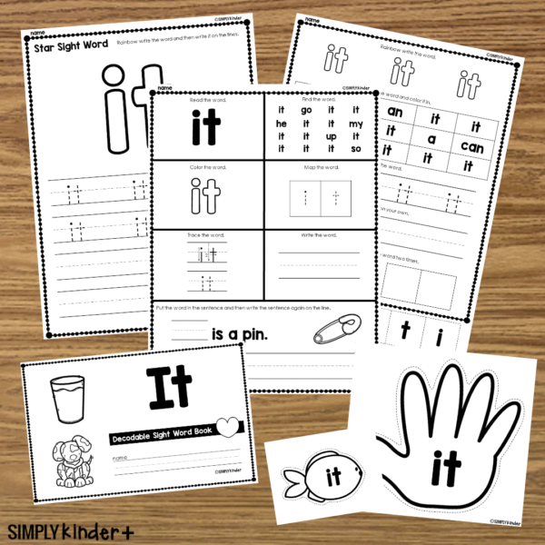 It - Sight Word Activities - Simply Kinder + Printable Membership