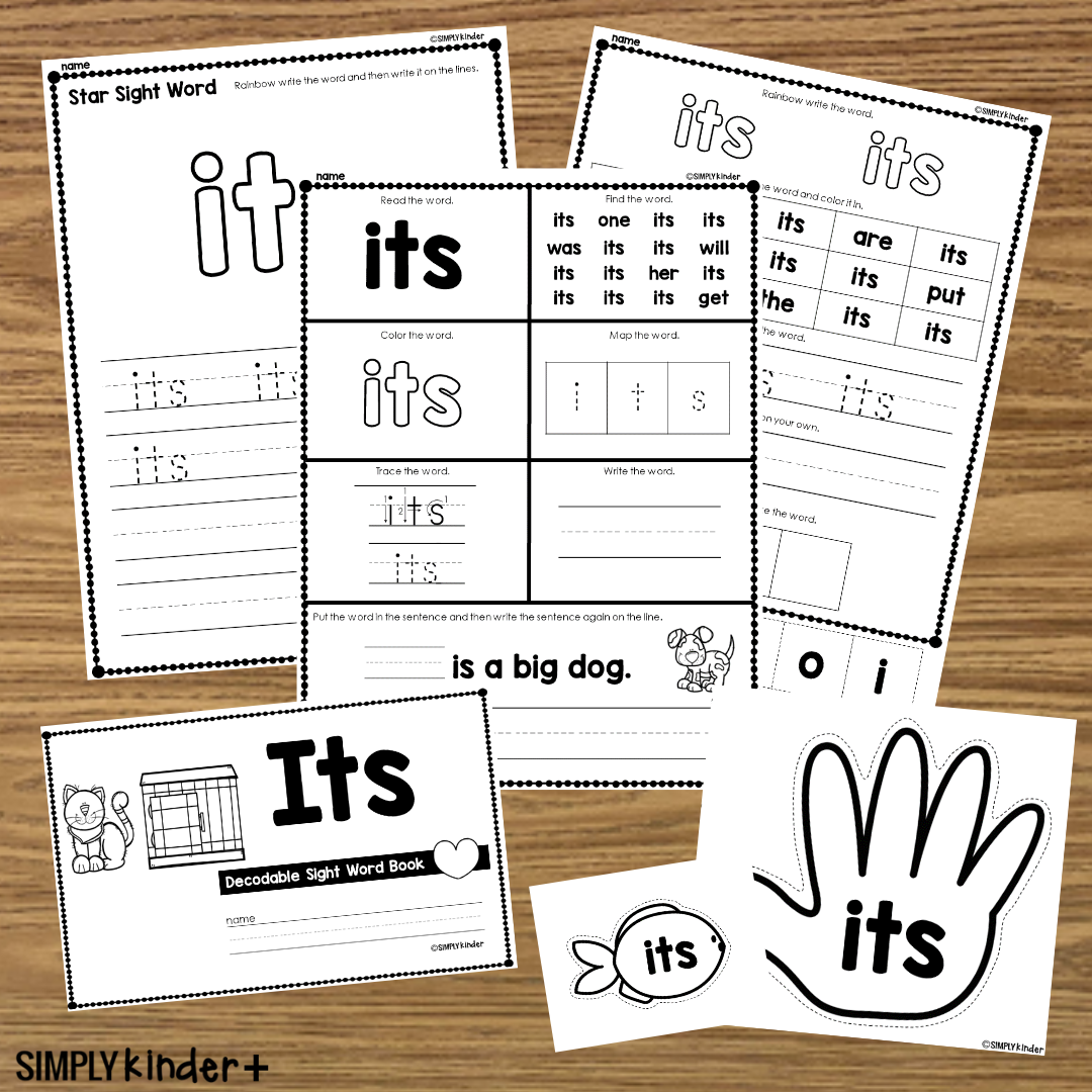 Its - Sight Word Activities - Simply Kinder + Printable Membership