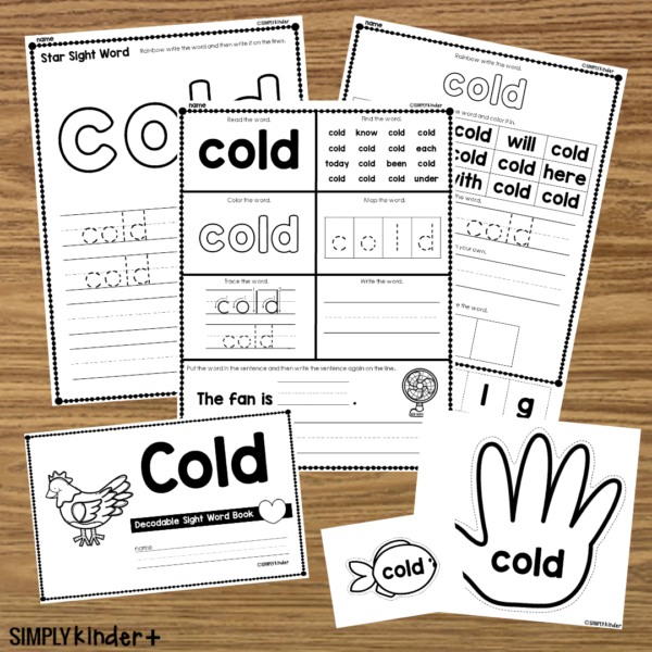 Cold - Sight Word Activities - Simply Kinder + Printable Membership