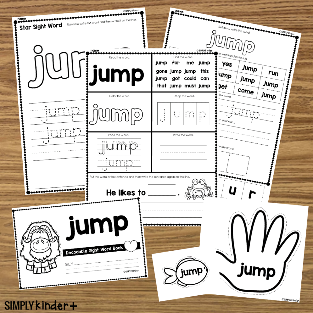 Jump - Sight Word Activities - Simply Kinder + Printable Membership