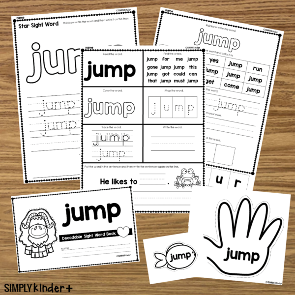 Jump - Sight Word Activities - Simply Kinder + Printable Membership