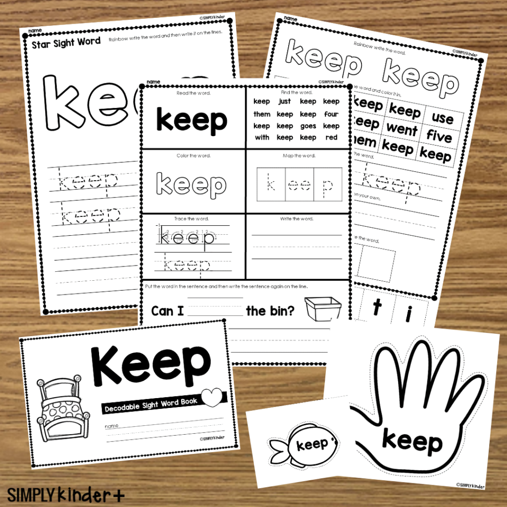 Keep - Sight Word Activities - Simply Kinder + Printable Membership