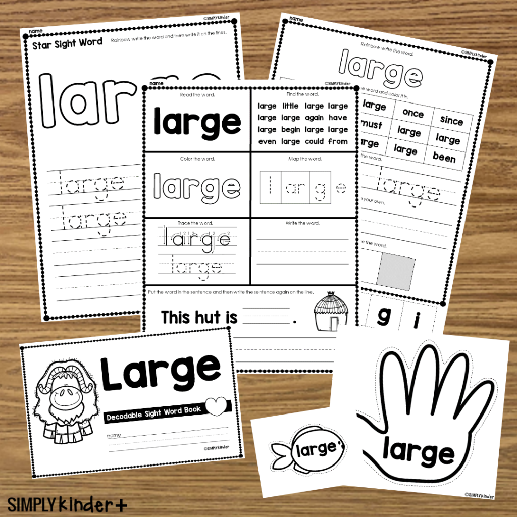 Large - Sight Word Activities - Simply Kinder + Printable Membership