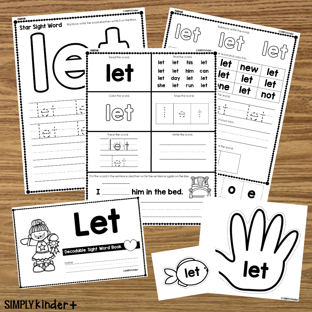 Let - Sight Word Activities - Simply Kinder + Printable Membership