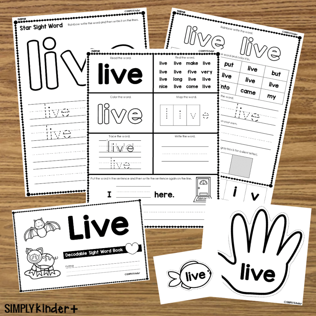 Live - Sight Word Activities - Simply Kinder + Printable Membership