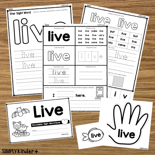 Live - Sight Word Activities - Simply Kinder + Printable Membership