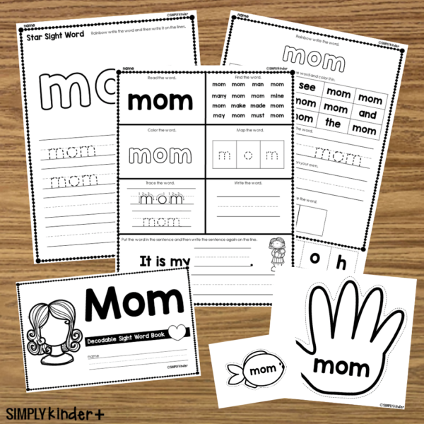 Mom - Sight Word Activities - Simply Kinder + Printable Membership