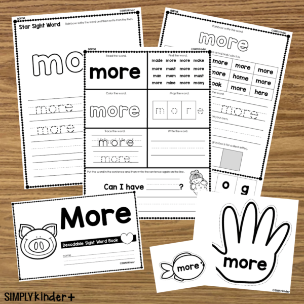 More - Sight Word Activities - Simply Kinder + Printable Membership