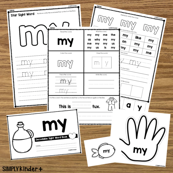 My - Sight Word Activities - Simply Kinder + Printable Membership