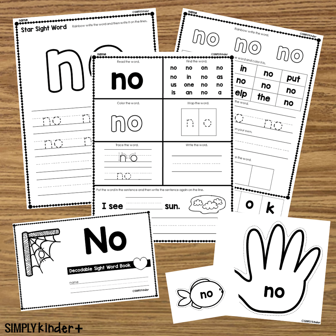 No - Sight Word Activities - Simply Kinder + Printable Membership
