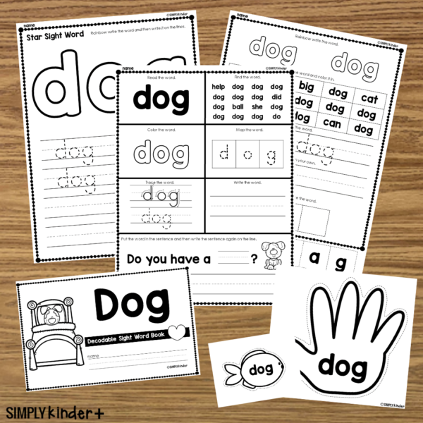 Dog - Sight Word Activities - Simply Kinder + Printable Membership