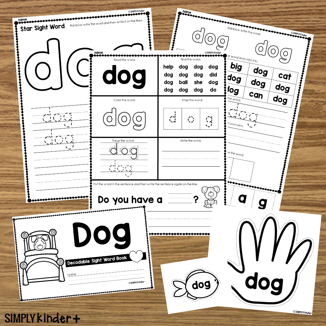Dog - Sight Word Activities - Simply Kinder + Printable Membership