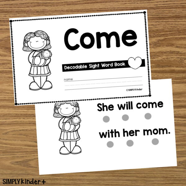 Come - Sight Word Book Activities - Simply Kinder Plus
