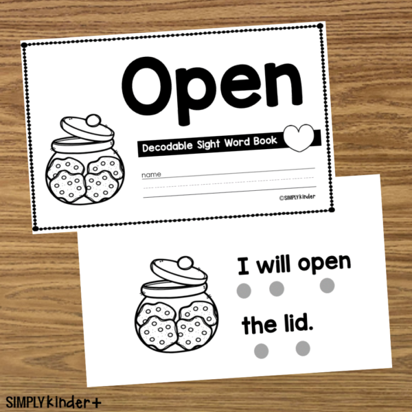 Open - Sight Word Book Activities - Simply Kinder + Printable Membership