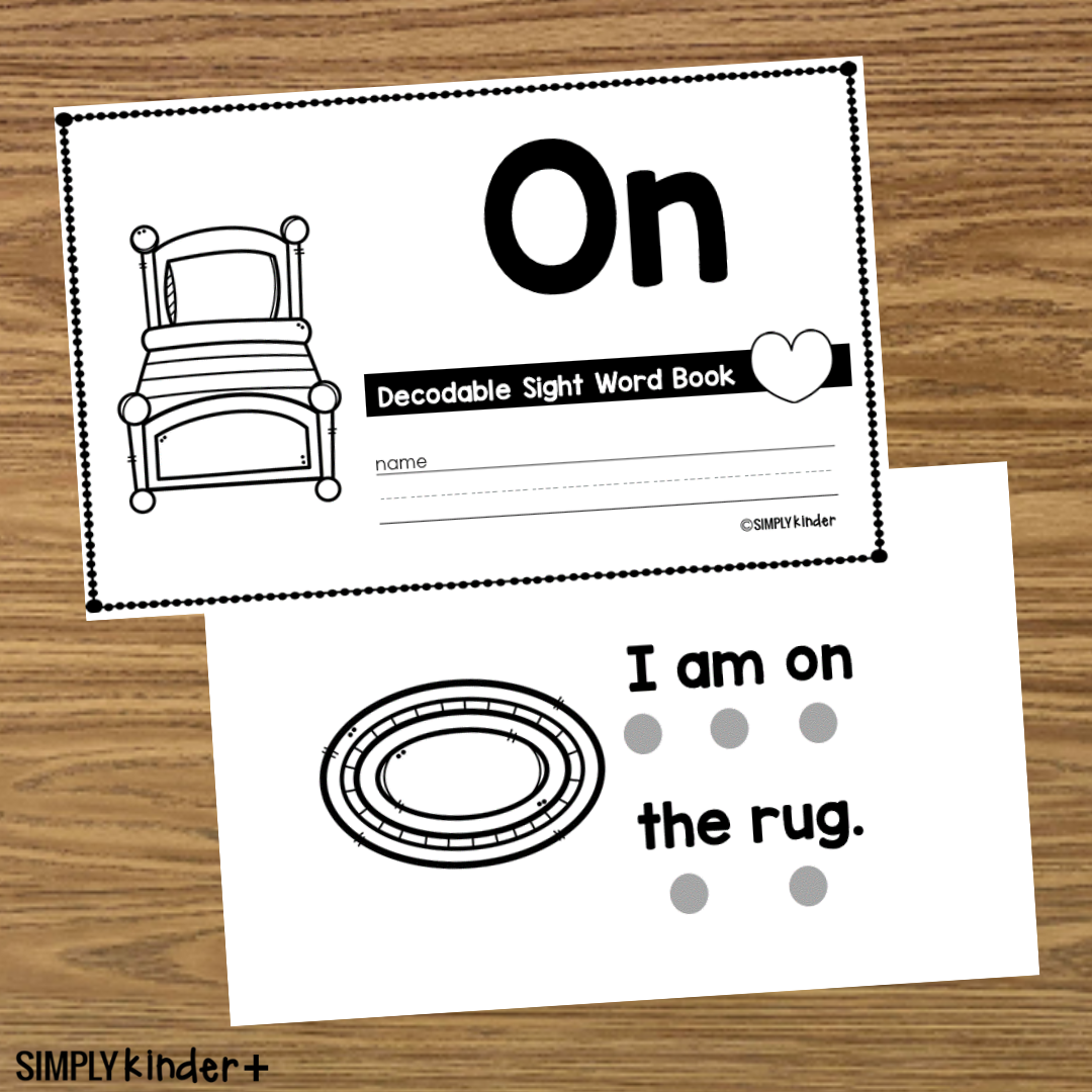 On - Sight Word Book Activities - Simply Kinder + Printable Membership