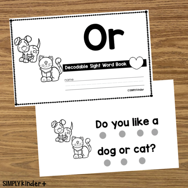 Or - Sight Word Book Activities - Simply Kinder + Printable Membership