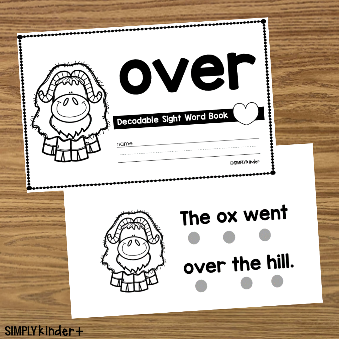 Over - Sight Word Book Activities - Simply Kinder + Printable Membership
