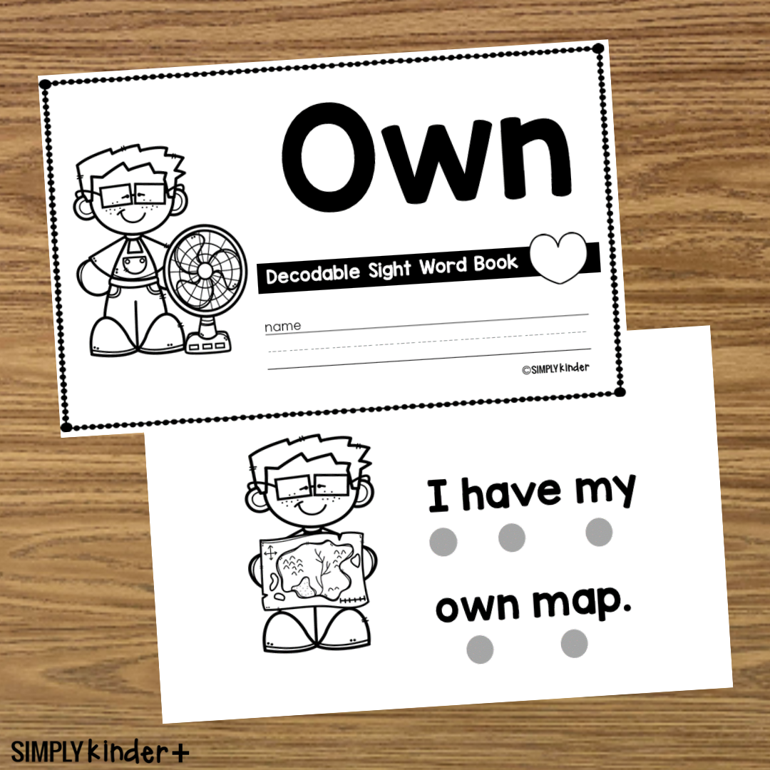 Own - Sight Word Book Activities - Simply Kinder + Printable Membership
